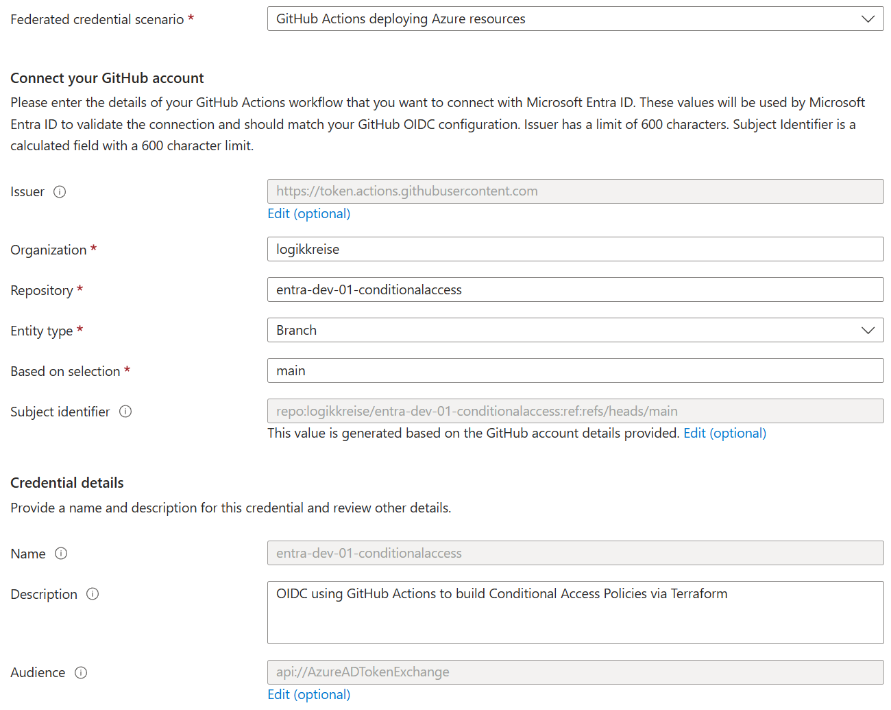 Setting up GitHub Actions Workflow to manage Entra ID using Terraform ...